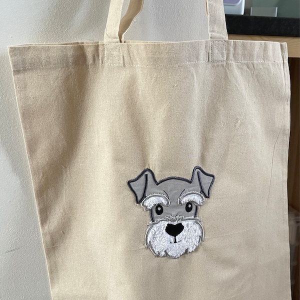 Satin Finish ~ Schnauzer Applique Design ~ Dog Applique ~ Instant ...