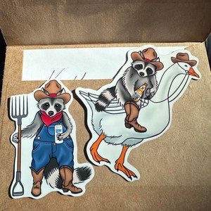 Cowboy Raccoon on a Goose With a Beer Modelo Inspired - Etsy