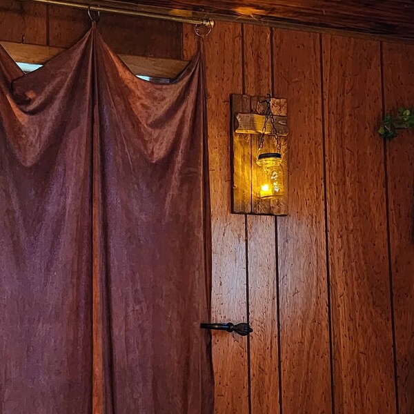 Rustic Candle Holder Set, Rustic Home Decor, Mason Jar Candles, Log ...