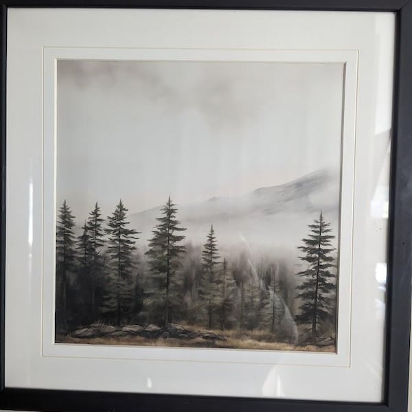 Printable Muted Lake Painting, Vintage Lake View Print, Rustic Lake ...