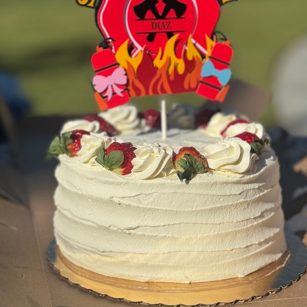 Firefighter Gender Reveal Cake Topper Personalized Fire Extinguisher ...