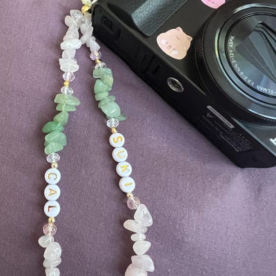 Personalized Gemstone Phone Strap, Customizable Pearl Beaded Phone ...