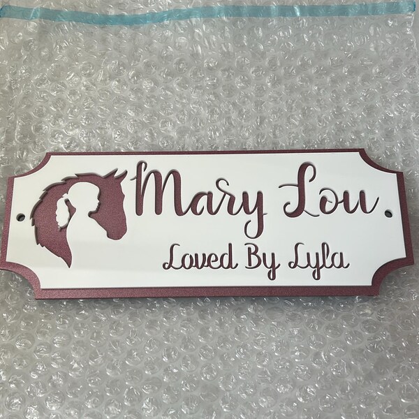 Stable Name Plate / Plaque Cut Out Traditional W/modern Twist Design ...