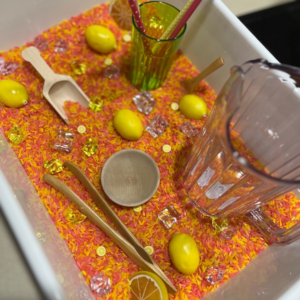 Lemonade Sensory Bin, Lemonade Sensory, Summer Sensory Bin, Taste Safe ...