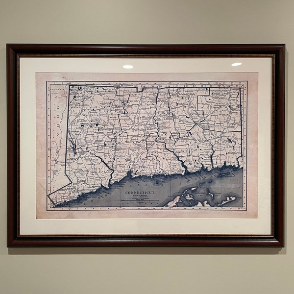 Connecticut - Map - State Map - Vintage - Blueprint - Print Poster - Etsy