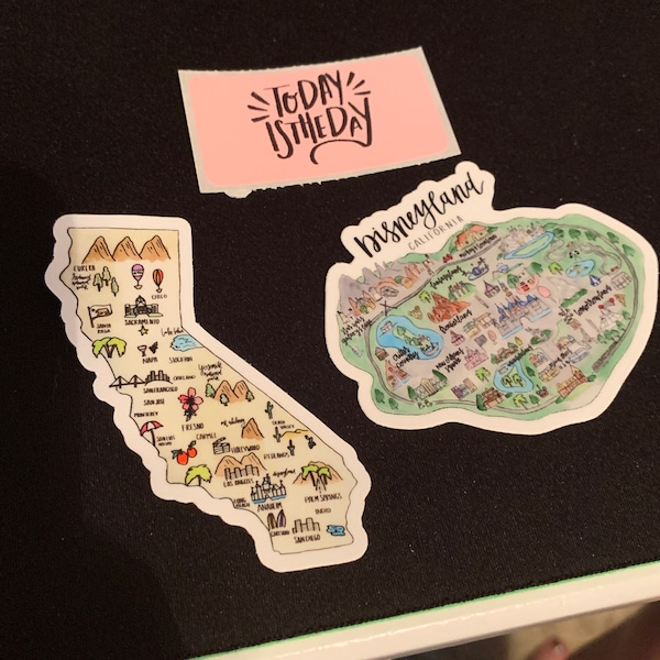 Watercolor California State Map Sticker+ FREE SHIPPING, California ...