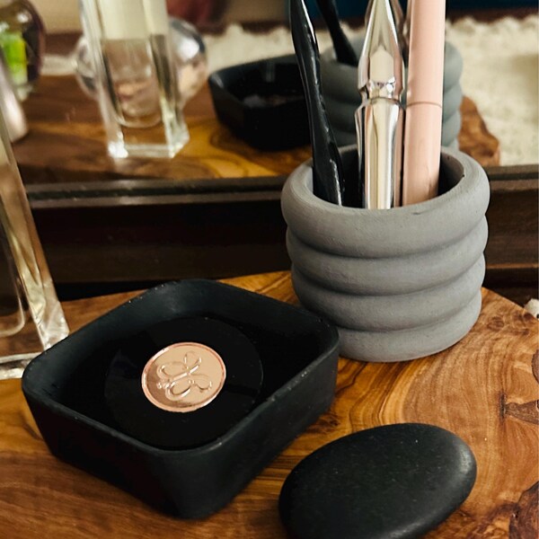 Concrete Salt Pepper Sugar Bowl Wood Lid, Salt Cellar With Lid, Spice ...