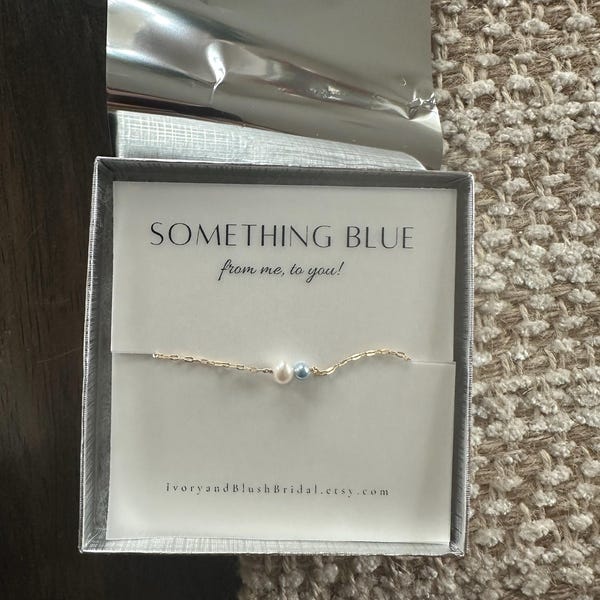 Something Blue Anklet, Something Blue for Bride Dainty Pearl Bracelet ...