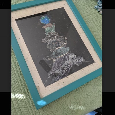 Turtles, All the Way Down Linocut Block Print About Turtles Supporting ...