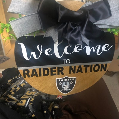 12 Las Vegas Raiders Wood Sign Football Door Sign NFL Wreath Football ...