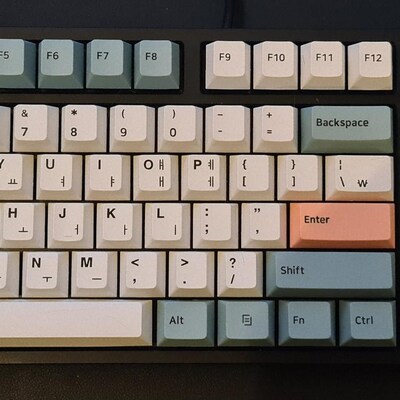 Retro Bluetooth Korean Keyboard & Mouse Set, Pink and Gray Color ...