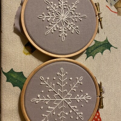 Five Snowflakes Christmas Embroidery Pattern Video Tutorial, Beginner Embroidery PDF Pattern ...