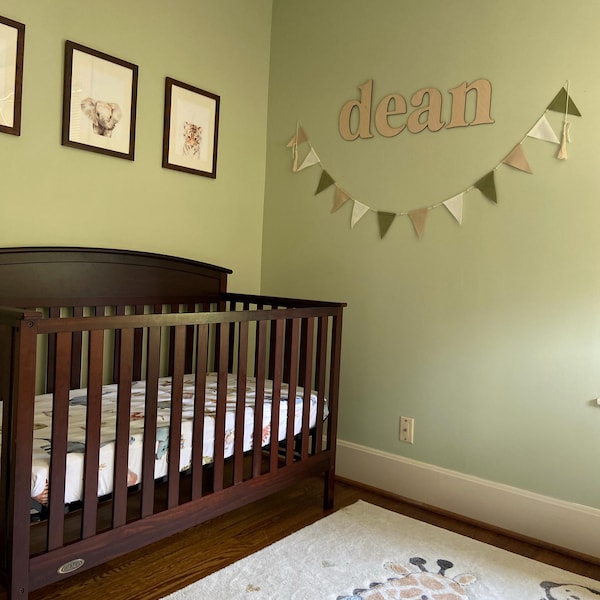 Sage Green, Beige & Natural Baby Bunting, Felt Neutral Bunting, Kids ...