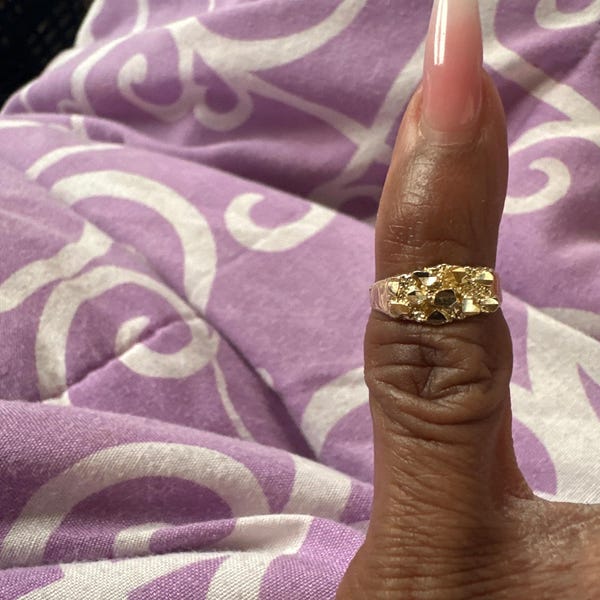 10k & 14k Solid Gold Vintage Nugget Smashing Band Ring Gift for Men ...