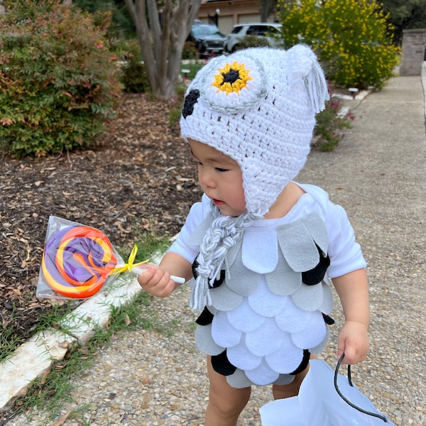 Baby Owl Costume Crochet Owl Hat Baby Owl Bodysuit White Owl Hat and ...