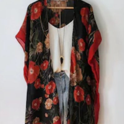 Kimono, FOLKLORE , Bohemian Kimono, Floral - Etsy