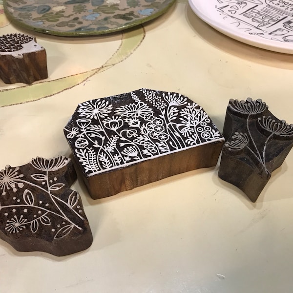 Nature's Grace: Indian Wooden Printing Block - Exquisite Leaf Design ...