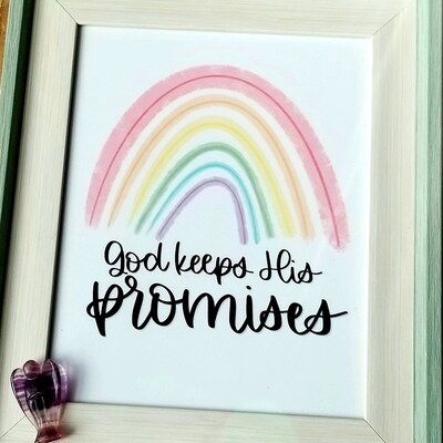 God Keeps His Promises Rainbow 8x10 Hand Lettered Print - Etsy