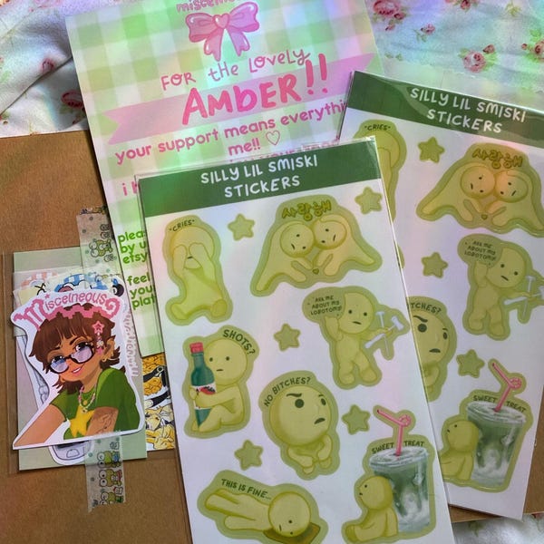 Silly Smiski Sticker Sheet Vinyl Matte Sticker Sheet 7 Original Designs ...