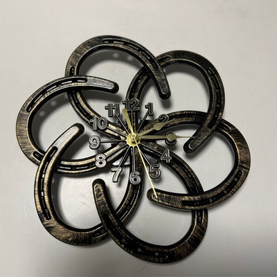 Horseshoe Wall Clock, Horse Shoe Art, Rustic Home Decor, Country Home ...