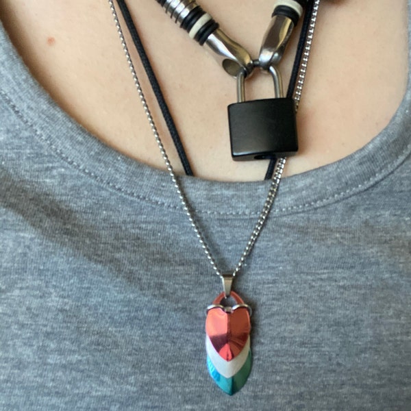 Transgender Pride Pendant Necklace, Chainmail Scale Pendant, Trans ...