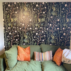 Navy Blush Wallpaper Watercolor Peony Wallpaper Blush Floral Wallpaper ...