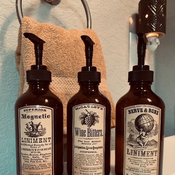 8 Pcs. OLD MEDICINE LABELS - Vintage Pharmacy Bottle Labels, Medicine ...