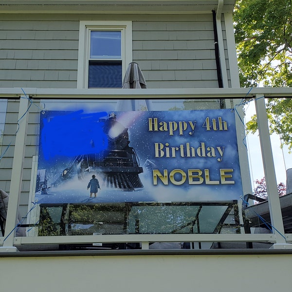 The Polar Express Birthday Banner Vinyl or Poster Personalized ...