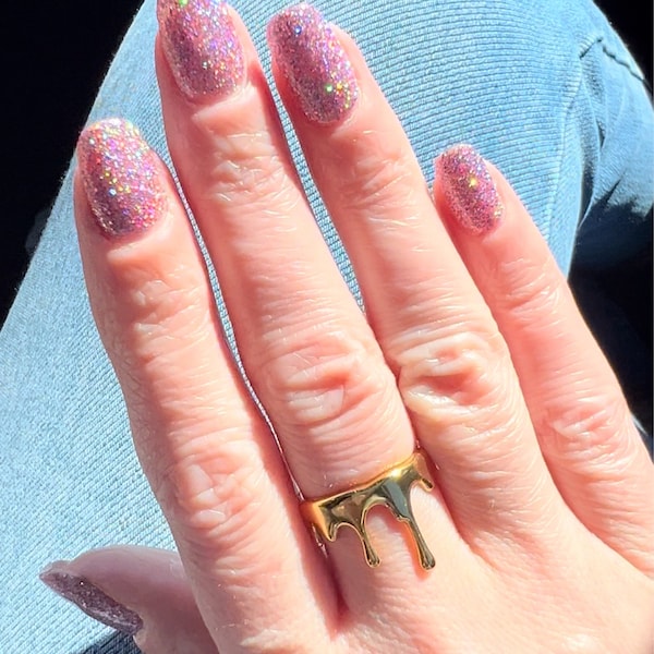 Dripping Small Ring - Gold, Silver, Statement Modern Ring, Streetwear ...