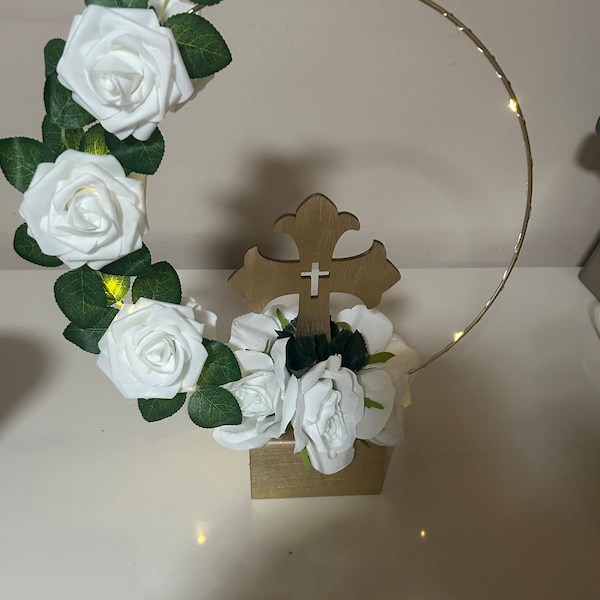 Pack of 10 Baptism Centerpieces With LED Lights • Christening ...