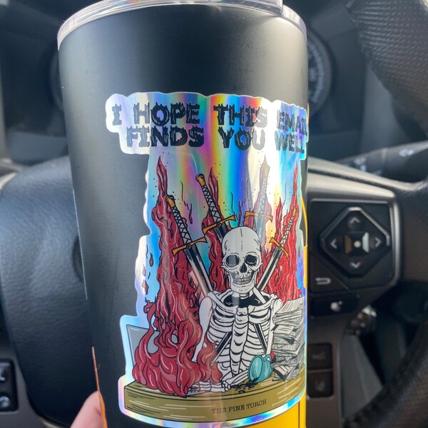 Hope Email Finds You Well Skeleton Holographic Sticker, Funny Work Life ...