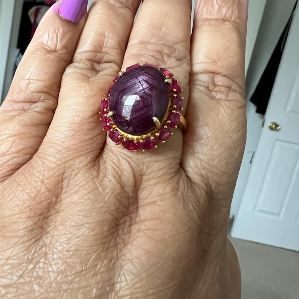 Natural Star Ruby Gemstone Engagement Ring, 925 Sterling Silver, Stunning Sapphire Gemstone ...