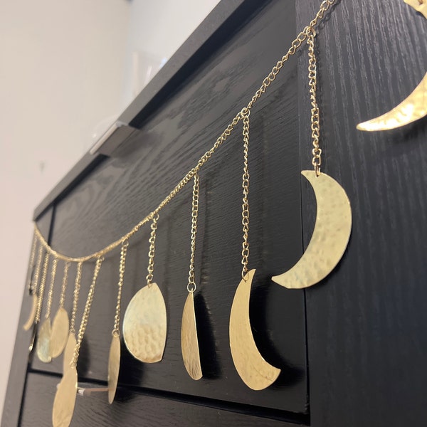 Gold Moon Phase Garland, Hammered Metal, Lunar, Chakra, Nature Lover ...