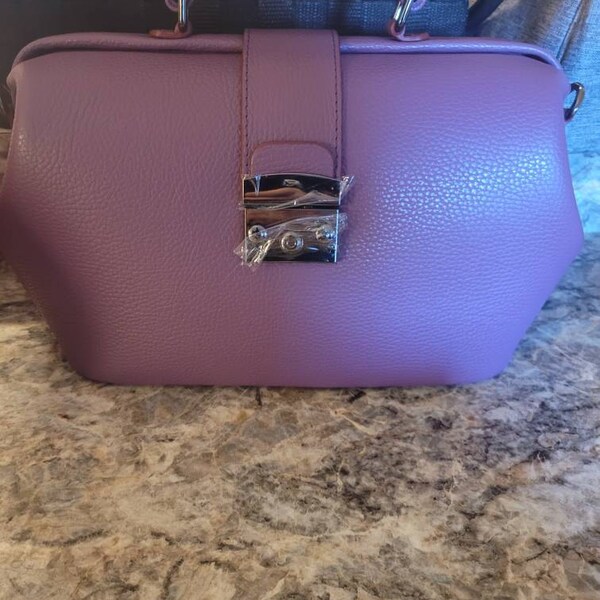 Dark Blue Leather Doctor Handbag, Handmade Leather Doctor Style Bag ...