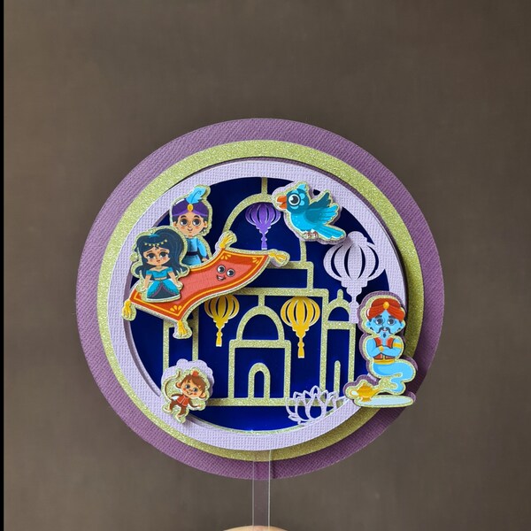 Aladdin, Princess Jasmine, Genie, Magic Carpet Cartoon Digital Clipart ...