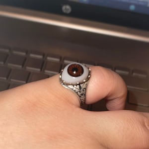 Brown Eye Ring in Antiqued Brass or Sterling Plate Vintage Style ...