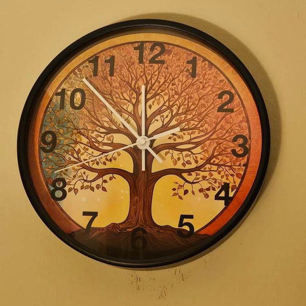 Aesthetic Natural Tree Ring Woodgrain Boho Chic Wall Clock, Wood Grain ...