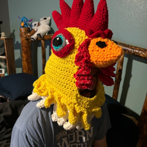 Crochet Chicken Hat Pattern DIGITAL PDF Costume Headpiece Rooster and ...