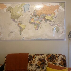 The World is Art Wall Map Red Framed home decor gift | Etsy