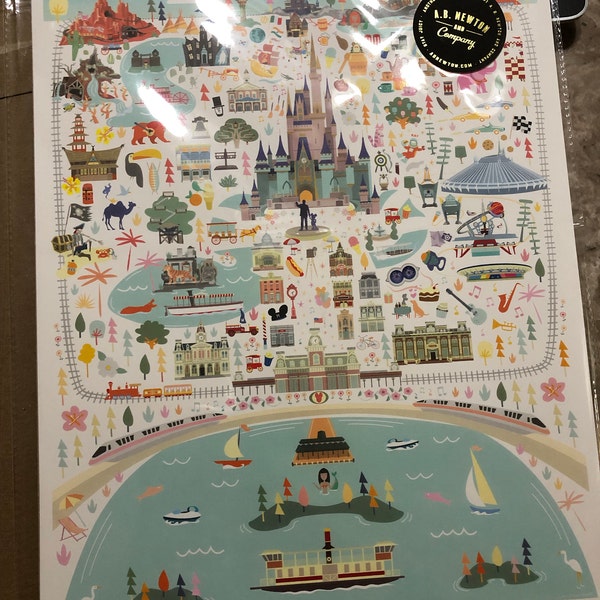 MAGIC KINGDOM Poster | Walt Disney World Magic Kingdom Whimsical Map ...