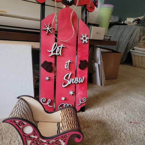 Snow Sled / Digital Laser Cut SVG File / Glowforge / Home Decor ...