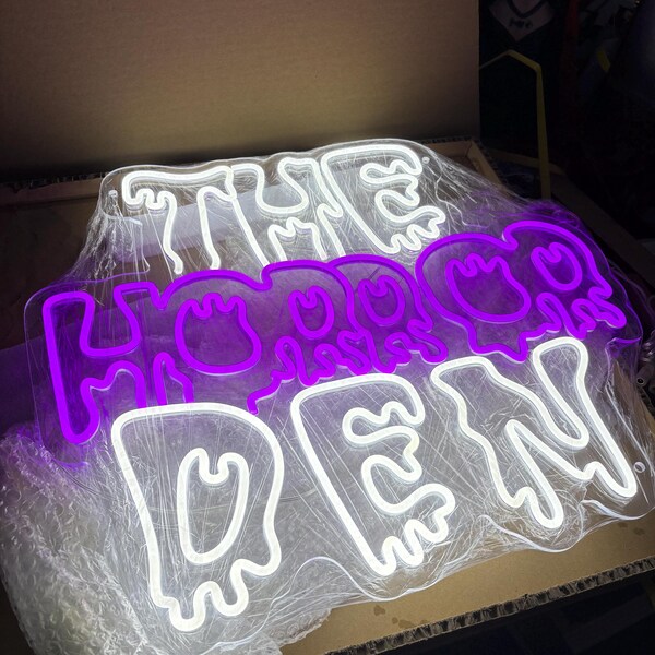 The Horror Den Neon Sign, Gothic Decor, Horror Movie Merch, Custom Dark ...