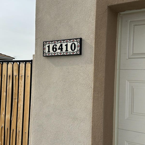 House Numbers Address Tiles Framed Set Custom Address Tiles Sign Hand ...
