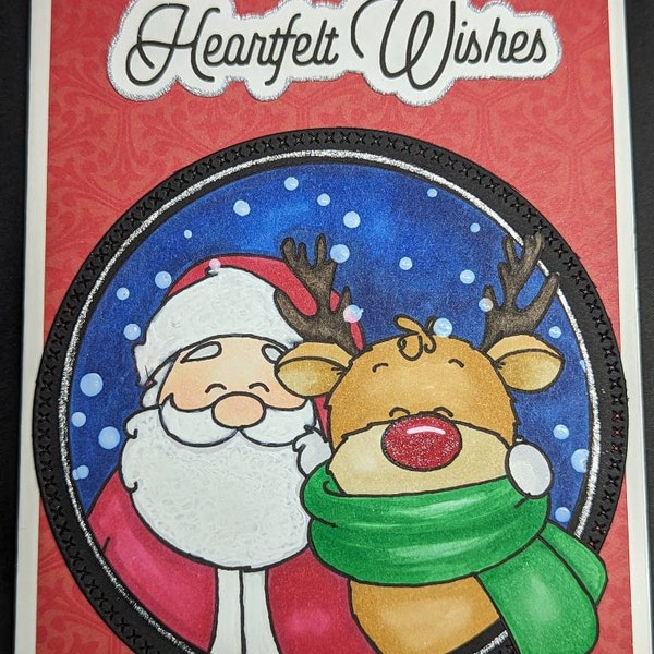 Rudolph Reindeer Digital Stamps - Christmas Clipart - Line Art Graphics ...