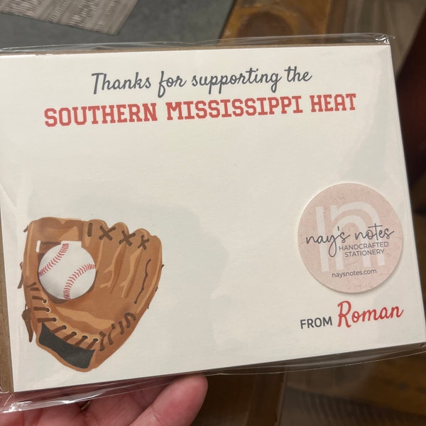 Baseball Note Cards - Baseball Flat Notes - Baseball Thank You Notes ...