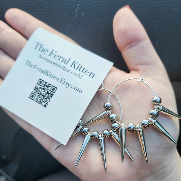 Deadly Girl Punk Rock & Heavy Metal Style Spike Hoop Earrings in Small ...