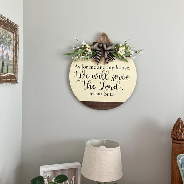 Front Door Decor, as for Me and My House, Joshua 24:15 Door Sign ...