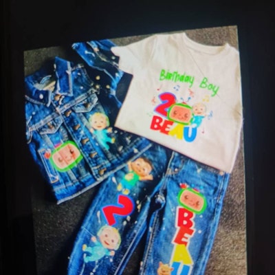 Girls Outfit Birthday Outfit Custom Denim Set Any Party - Etsy