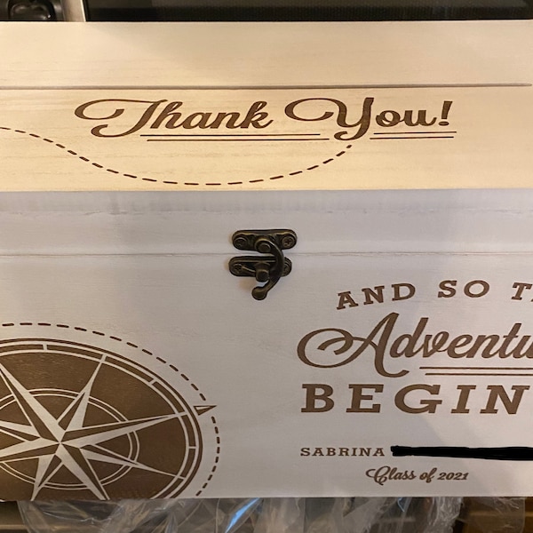 Graduation Compass Personalized Wood Card Box, Grad Party Gift, Gift ...