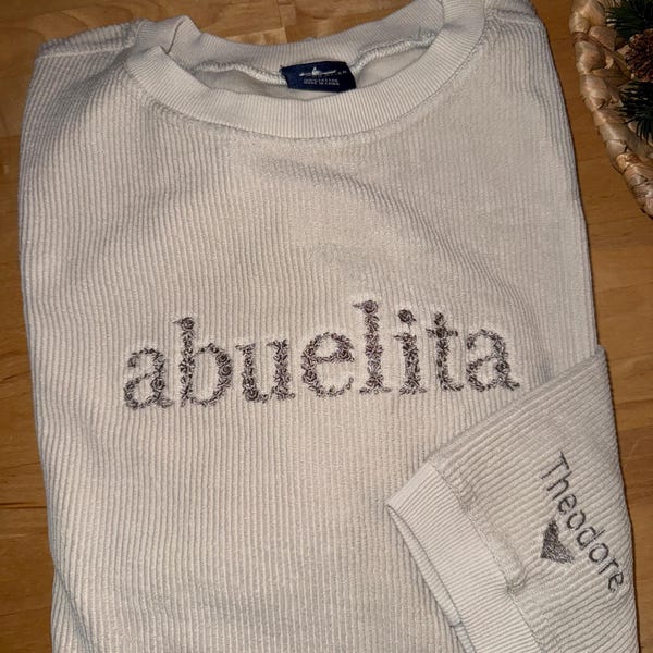 Mama Floral Embroidered Oversized Adult Corded Sweatshirt ...